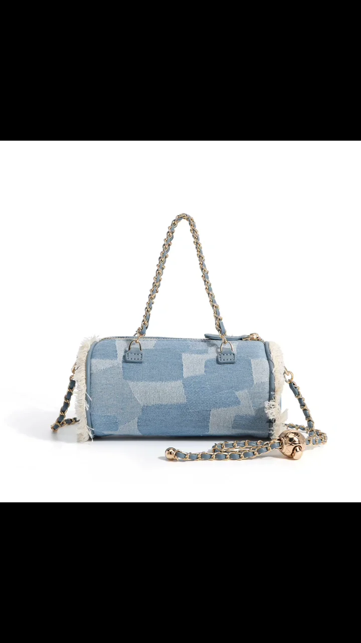 2023 New Jeans Denim Round Cylinder Pillow Purses And Handbags For ...