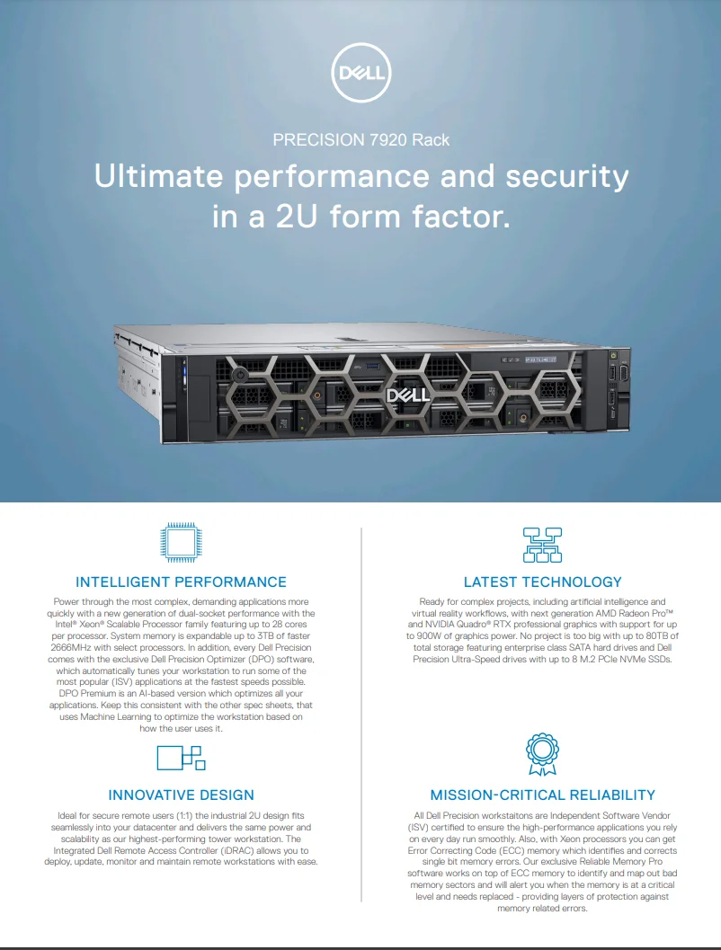 DELL Precision R7920 Workstation - High Performance Rack