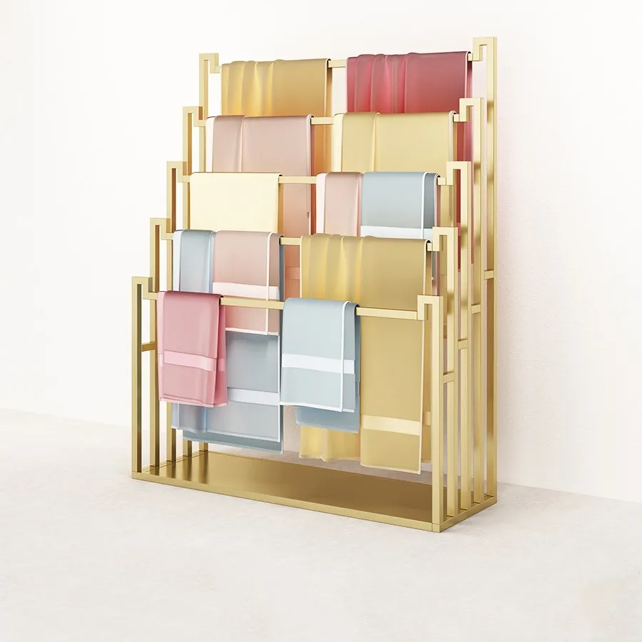 Boutique Fabric Store Shelving - Elegant Scarf Display Rack