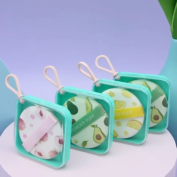 Square Air Cushion Powder Puff Storage Box Silicone Carrying Handle Air ...