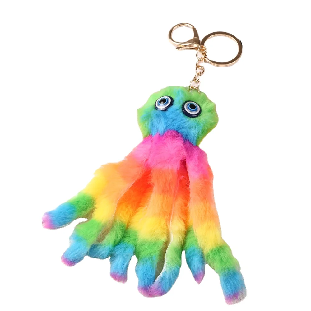 S098 Sea Animals Key Chain Octopus Plush Toy Keychain Colorful Striped ...