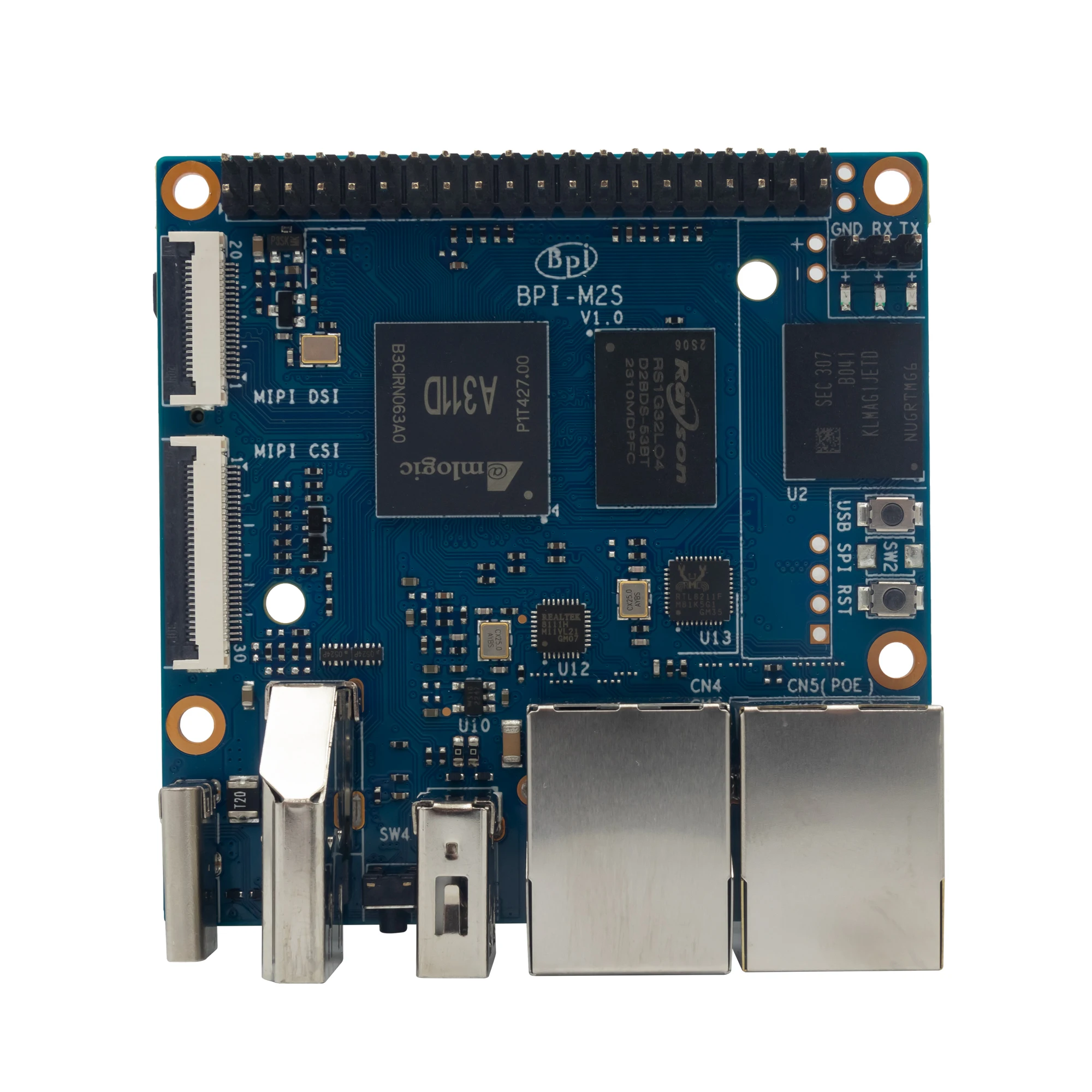 Two ethernet ports Banana PI BPI-M2S with Amlogic S922X ARM Cortex-A73 support POE and WIFI ...