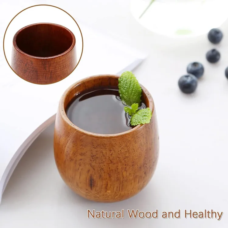 Custom Food Grade Natural Wood Coffee Mug Teacups Taza De Madera 200ml ...