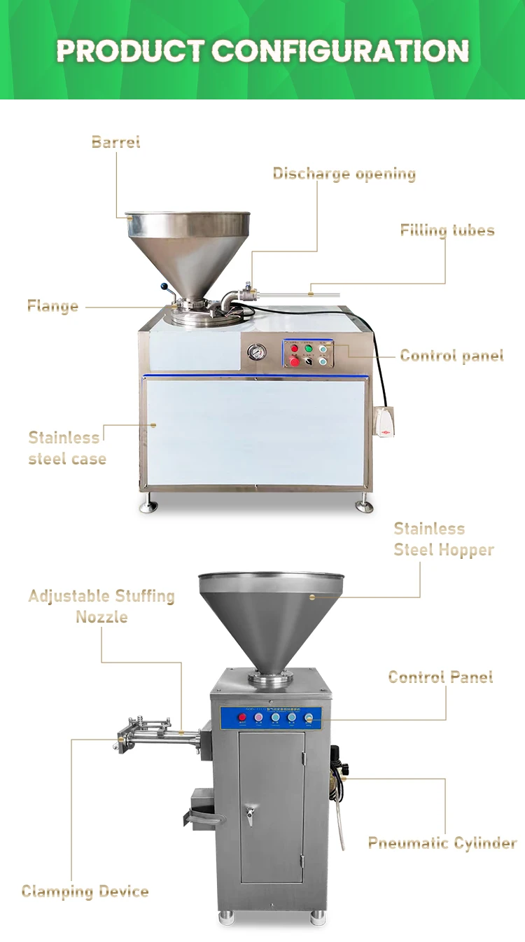 Automatic Hydraulic or Pneumatic 50L Hopper Sausage Stuffer 300kg/h ...