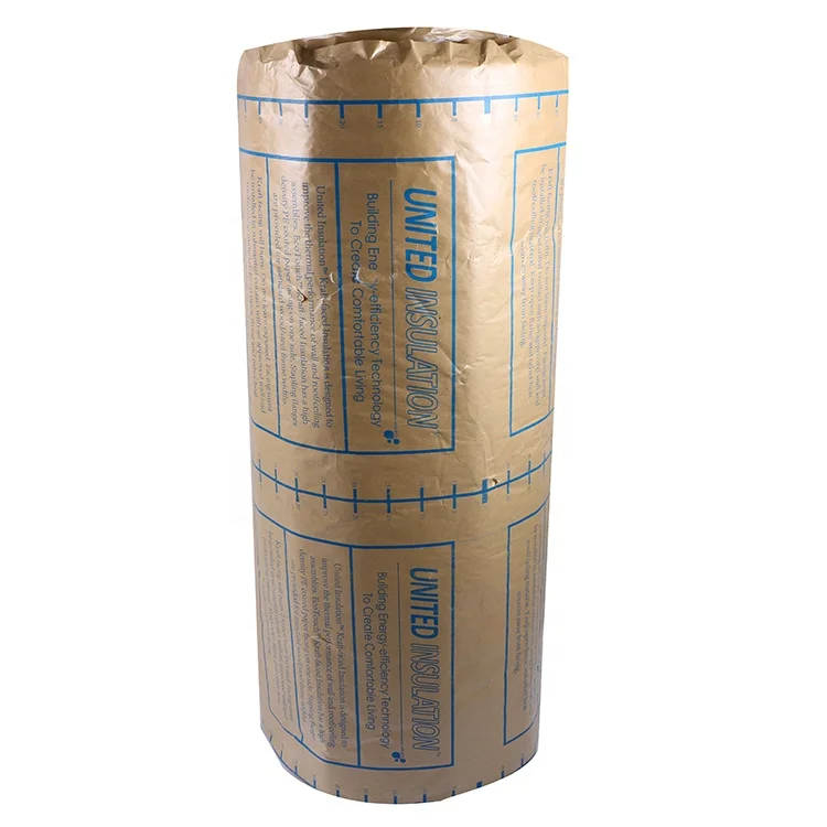 Kraft Paper Faced Fiberglass Insulation Fire Retardant 12kg /m3 100mm ...