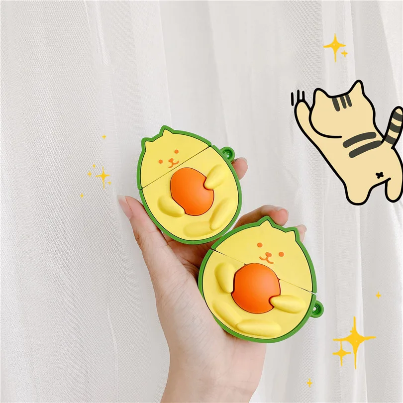 Yellow Green Cartoon 3d Cute Avocado Earphone Case For Airpods 1 2 Pro ...