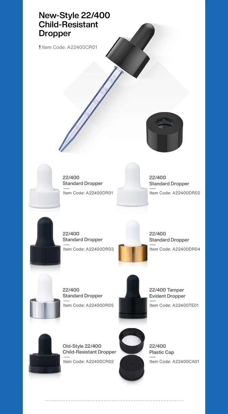 20/400 Black Tamper Evident Dropper With 2oz 60ml Amber Boston Glass ...