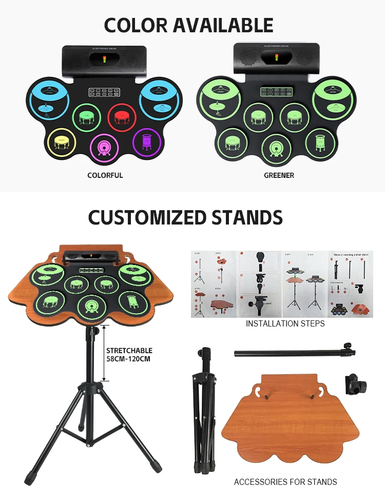 Professional Electronic Drum Digital Drum Kit Portable With Foot Pedal ...