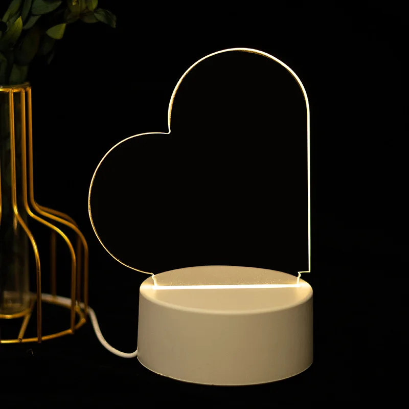 3D Acrylic Luminous Wooden USB DIY Message Board Night Light