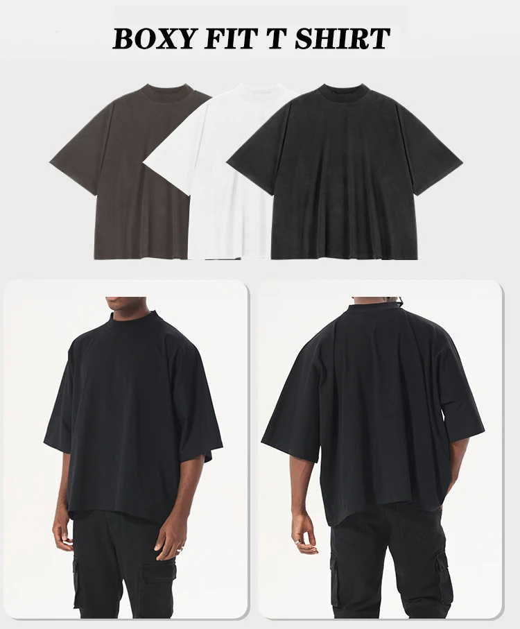 Streetwear Blank Boxy Fit Cotton Tee Shirt Custom Men Oversized Cropped ...