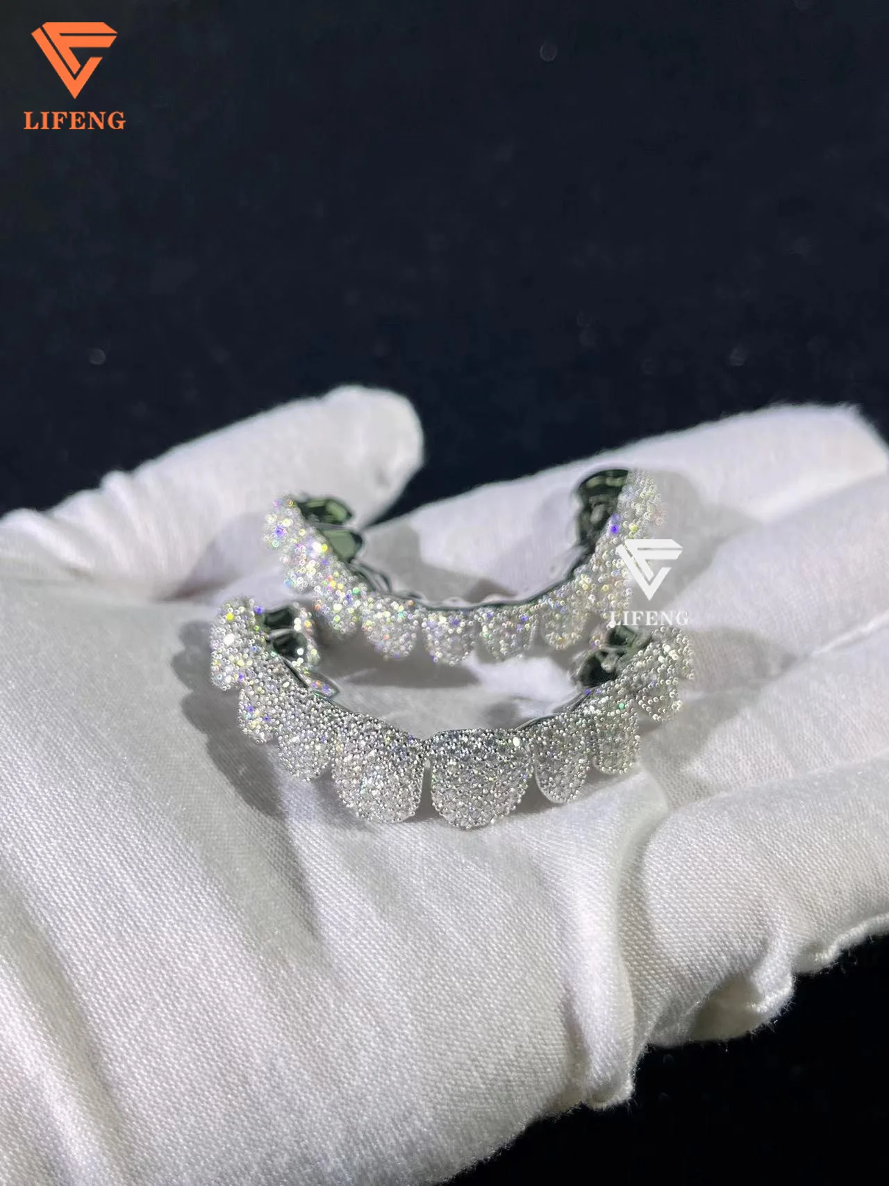 Deep Perm Cut Grillz Custom VVS Moissanite Hip Hop Grillz 12/20 Teeth ...