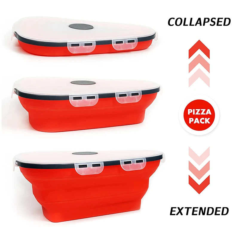 Reusable Pizza Storage Containers With Silicone Collapsible Pizza Box ...