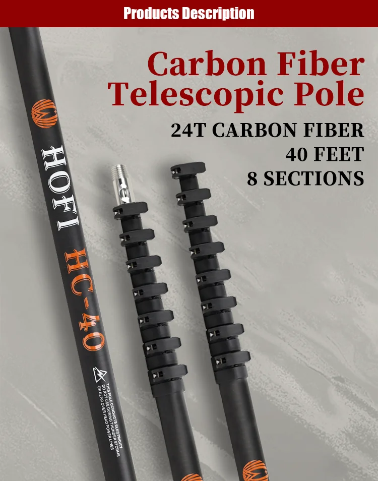 HOFI Carbon Fiber Telescopic Poles 20ft-60ft Extension Oil Palm ...