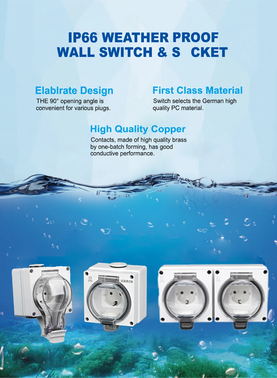 IP55 Weatherproof Wall Power Socket - Ideal for Outdoor & Bathroom