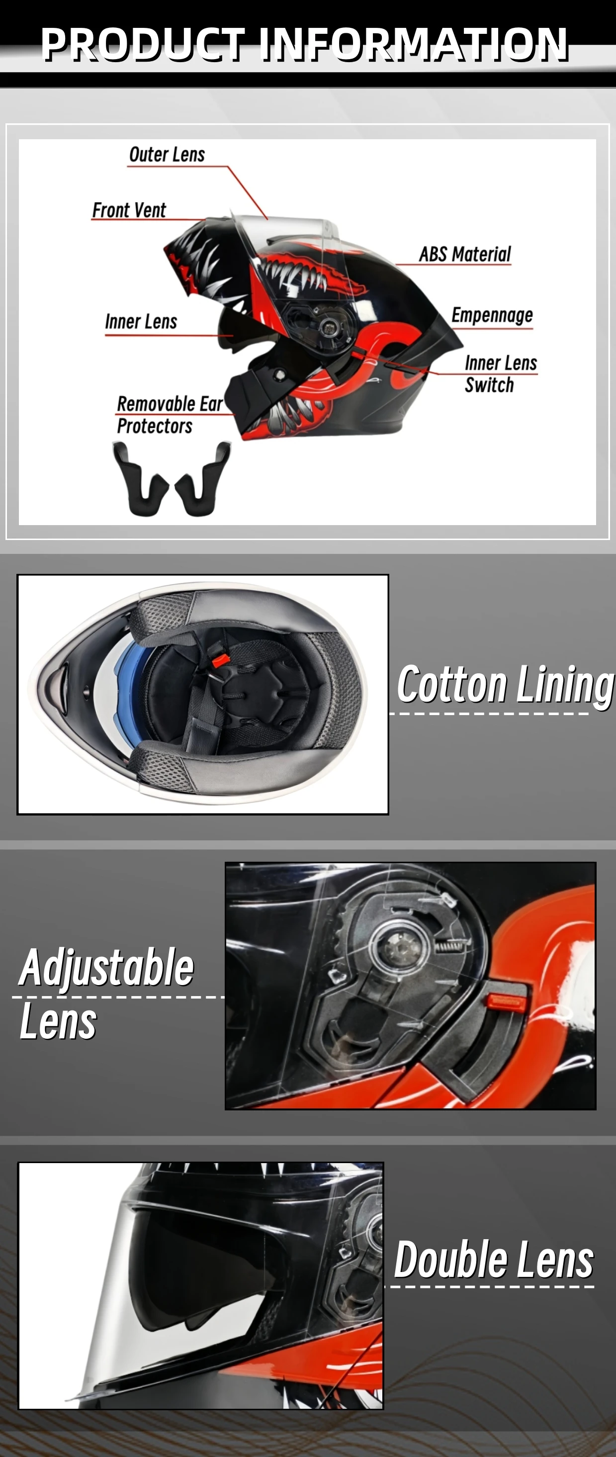 Abs Modular Portable Motorcycles Motocross Motorbike Helmet