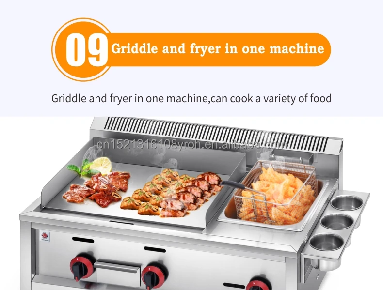 Professional Stainless Steel Benchtop Gas BBQ Half Flat Half Grooved ...