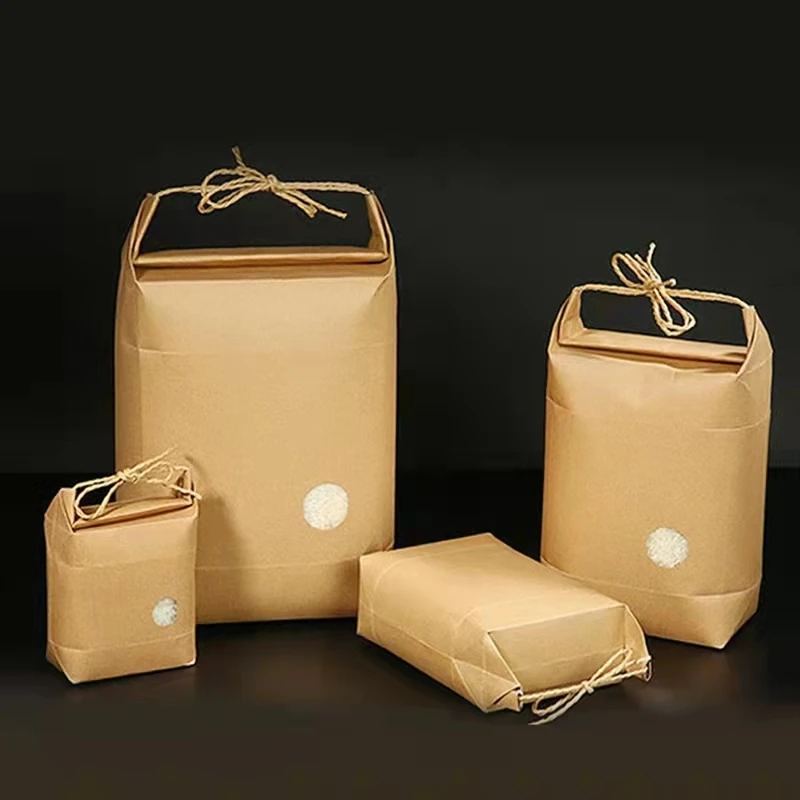 5kg 10kg Rice Bag Food Grade Stand Up Kraft Paper Packaging Bag And ...
