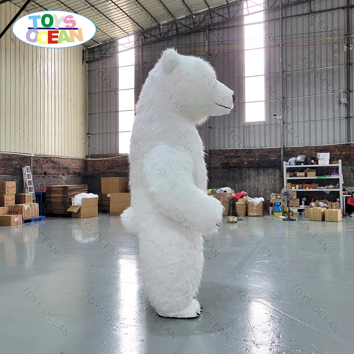 Inflatable Furry Polar Bear Mascot - Perfect for Sea Shipping
