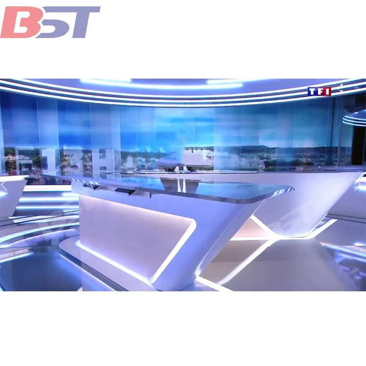 Customized White Big Broadcast Table for Radio TV Equipment