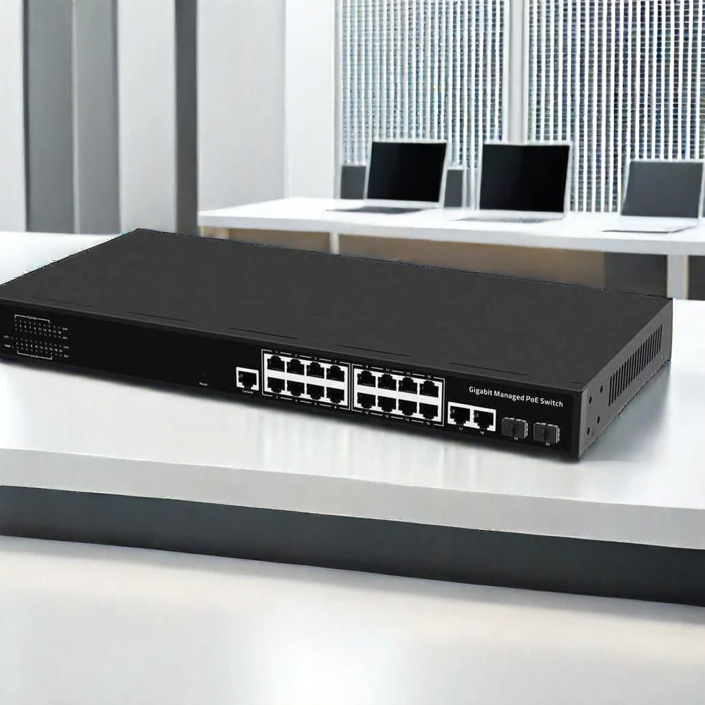 20-Port Full Gigabit Managed PoE Switch 2 Gigabit SFP Optical 2 Gigabit ...