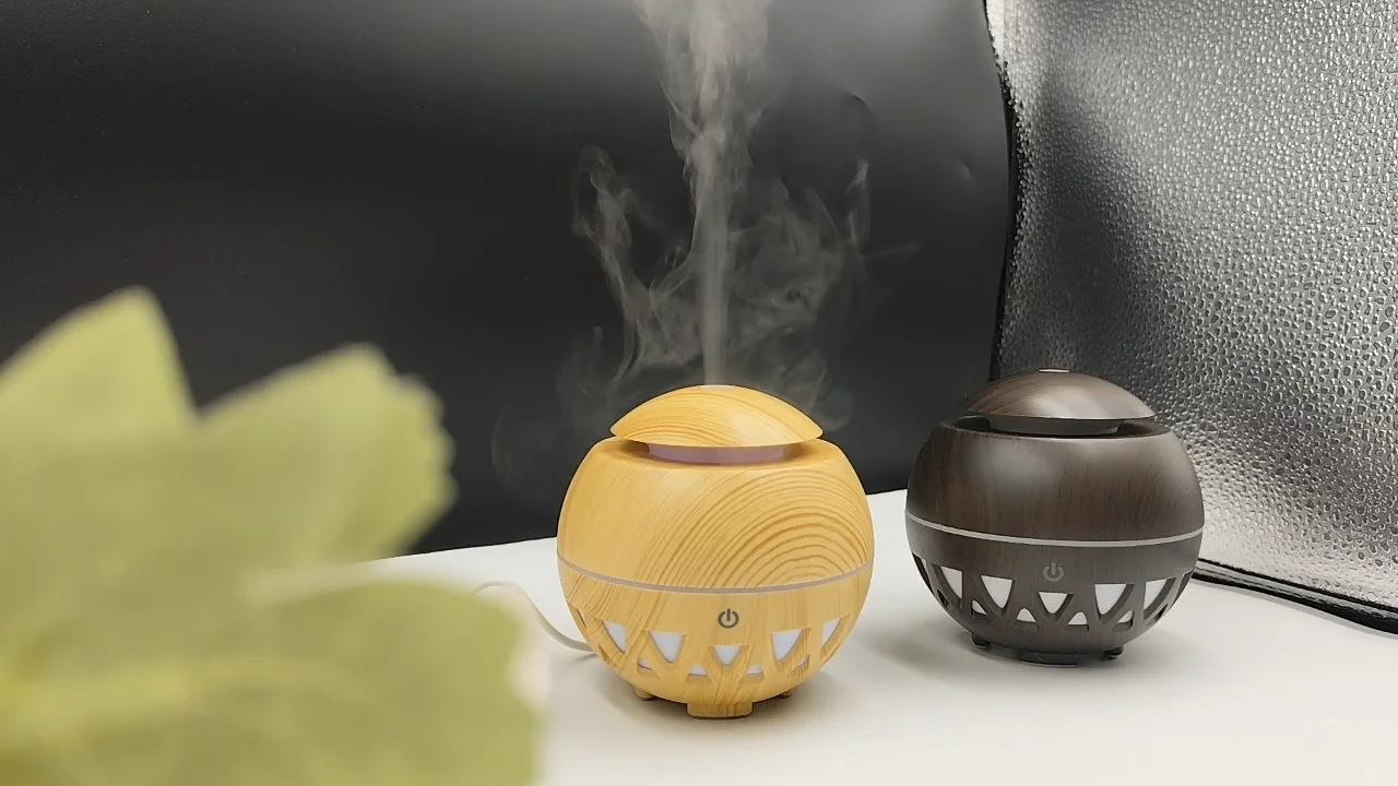 Wmk Mini Usb Ultrasonic Aroma Diffuser Home Portable 160ml Wood Grain Colorful Night Light Air ...