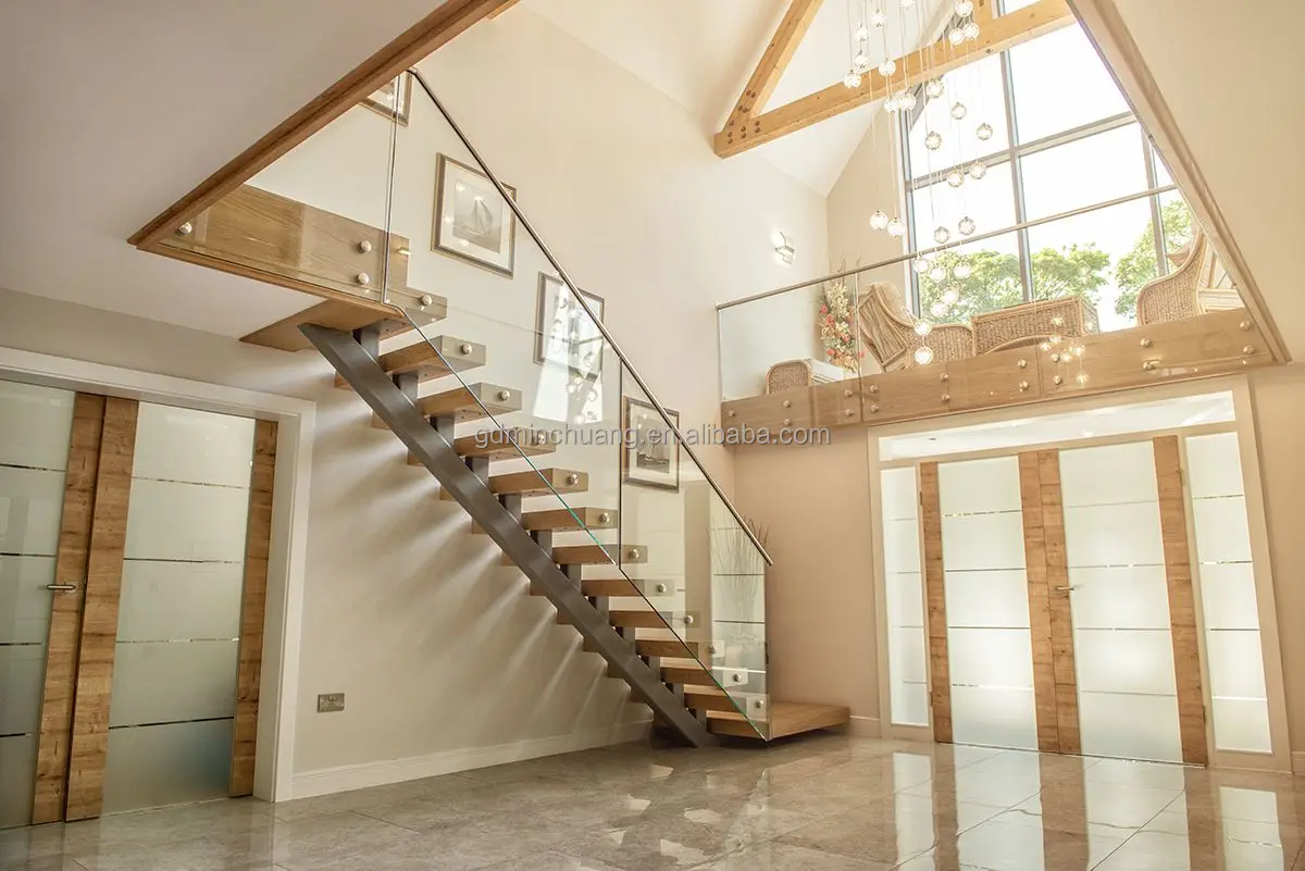 Australian Standard Mono Steel Stringer Stairs with 80mm Thick Oak Wood ...