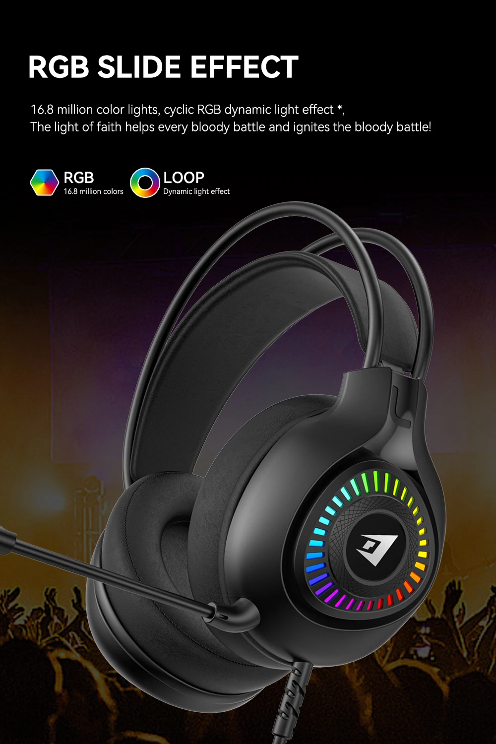 Jertech HG01 RGB Gaming Headset - Wired PC Headphones with ANC ...