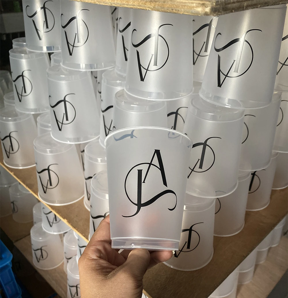 Custom Logo Printing 16oz Reusable Frosted Plastic Cups