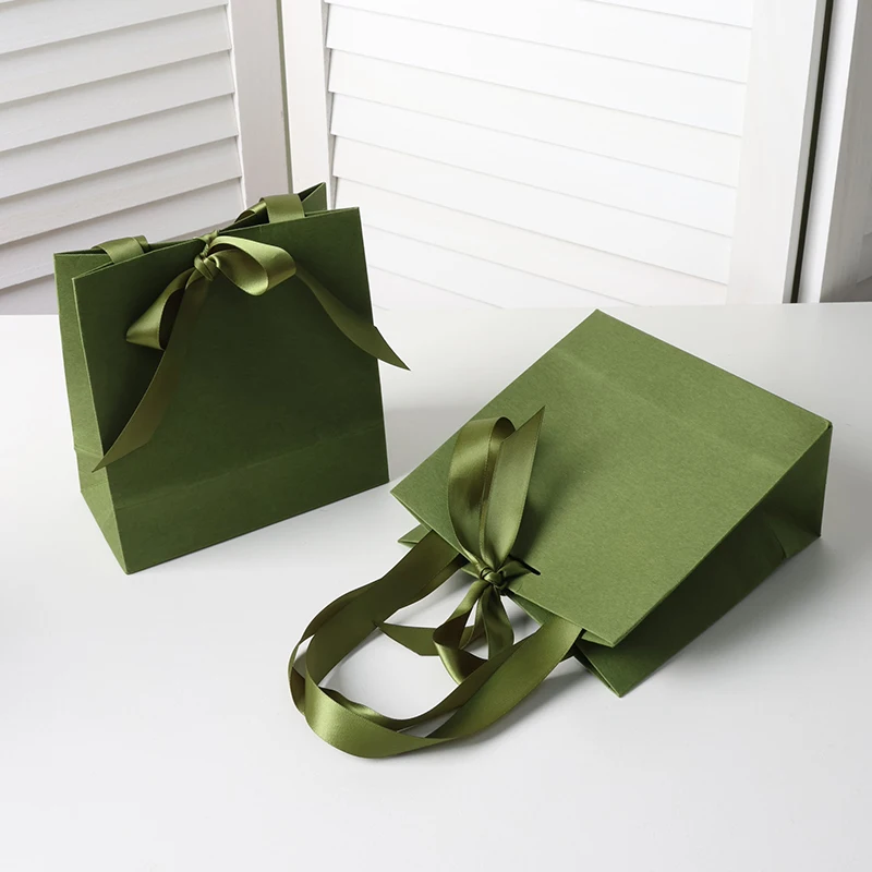 Customized Luxury Colored Gift Paper Shopping Bag with Ribbon Design ...