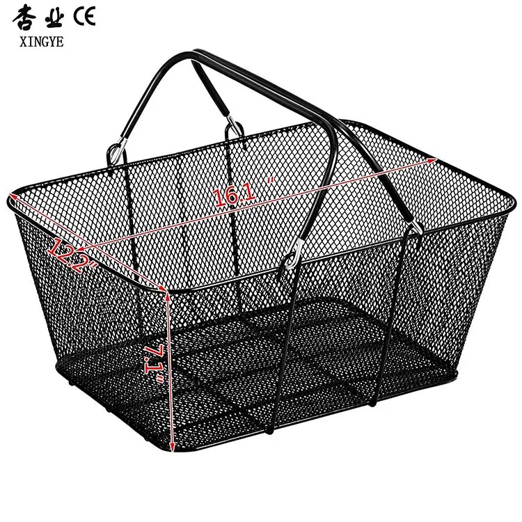 Factory Custom Size Color Retail Black Metal Wire Mesh Shopping Basket ...