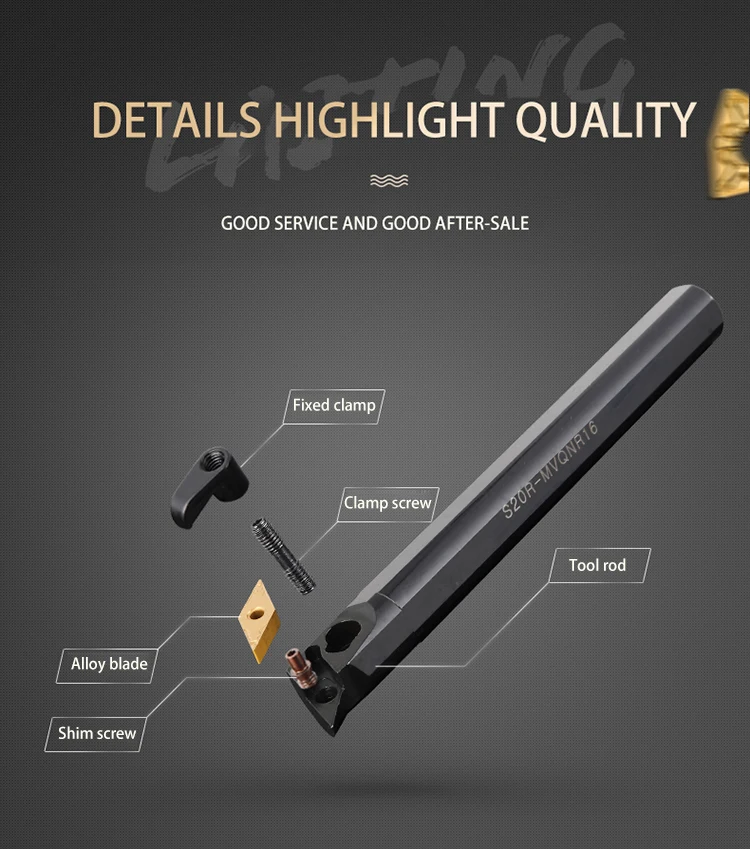 Screw Type Internal Turning Tools S20r-mvqnr16 S25s-mvqnr16 Cutter Tool Holder Lathe Bar S20r ...