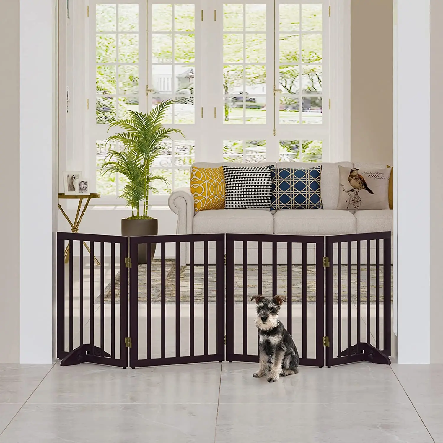 Free-standing Pet Gate For Dog Wooden Dog Playpen For Doorways House ...