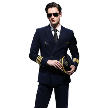 Navy Blue Flight Attendant Aviator Pilot Shirt Suits Uniforms from ...