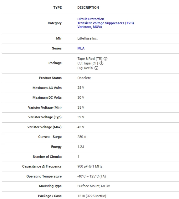 V30mla1210h Ic Capacitori Varistor 39v 280a 1210 In Stock Module New ...