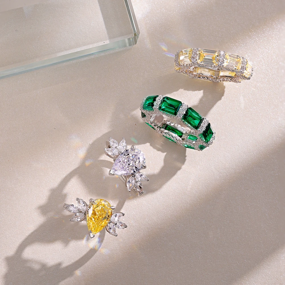 Exquisite 8A Crushed Iced Out CZ Wedding Rings - S925 Silver