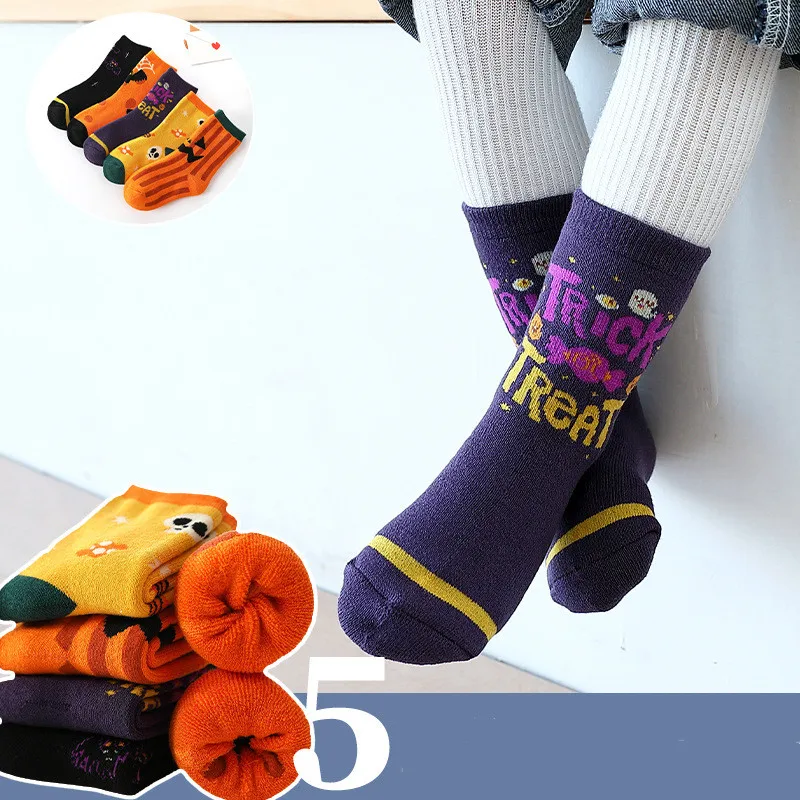Children's Halloween Terry Socks Funny Cartoon Crew Socks Halloween ...