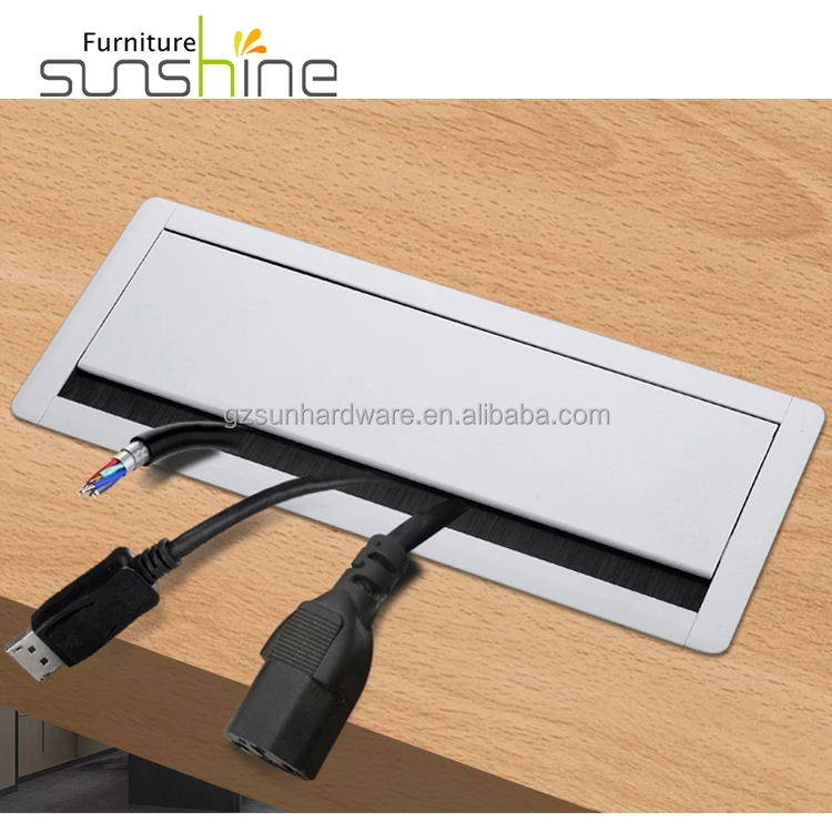 Aluminium Table Wire Manager Rectangular Brush Wire Cable Table Hole ...