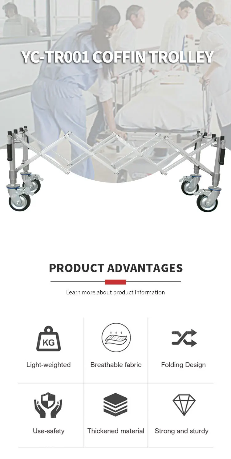 Funeral Coffin Casket Trolley Hospital Equipment Folding Cart Trolley ...