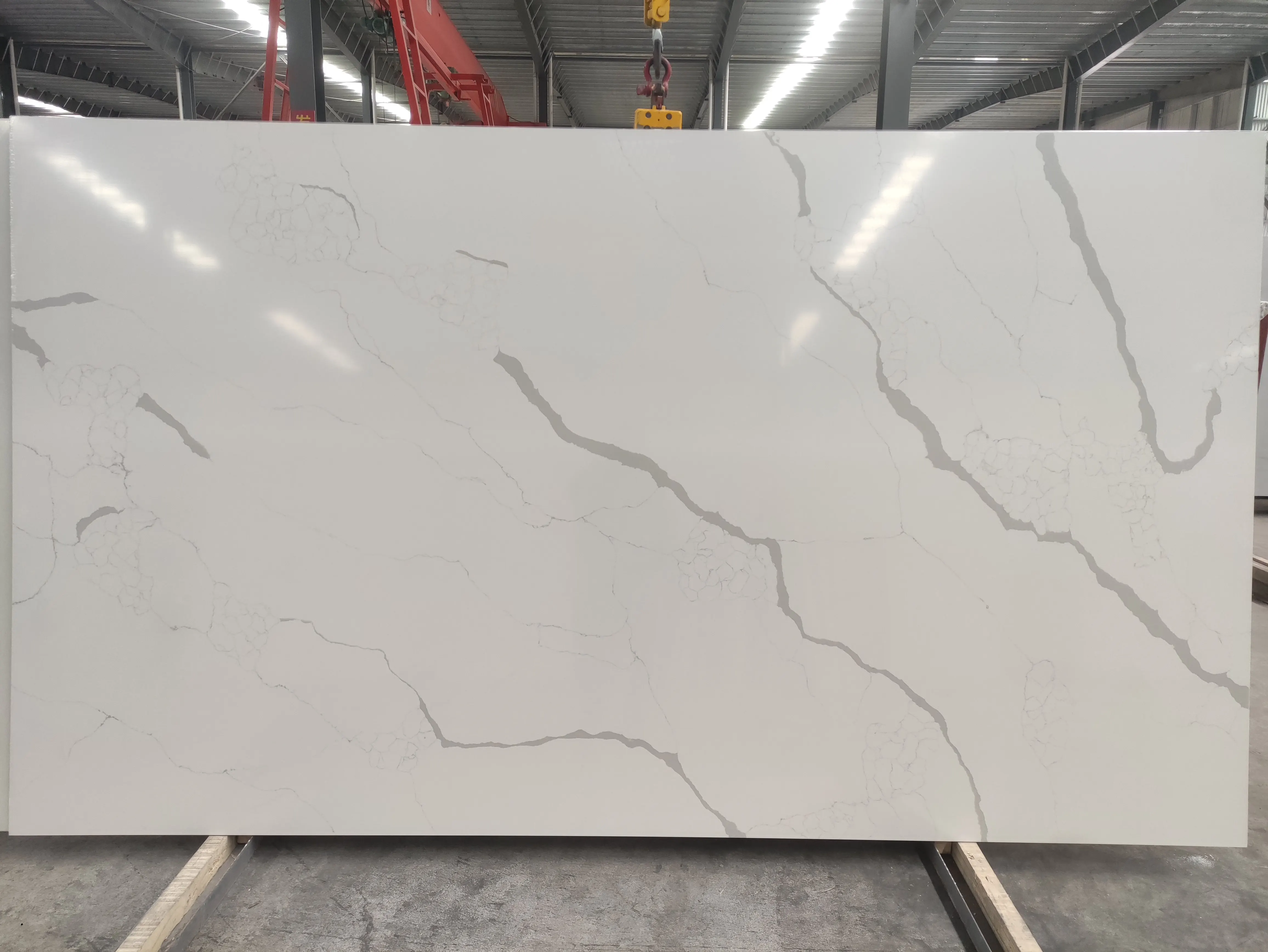 Polished Glazed Marble Quartz Slab Calacatta White Brown Artificia ...