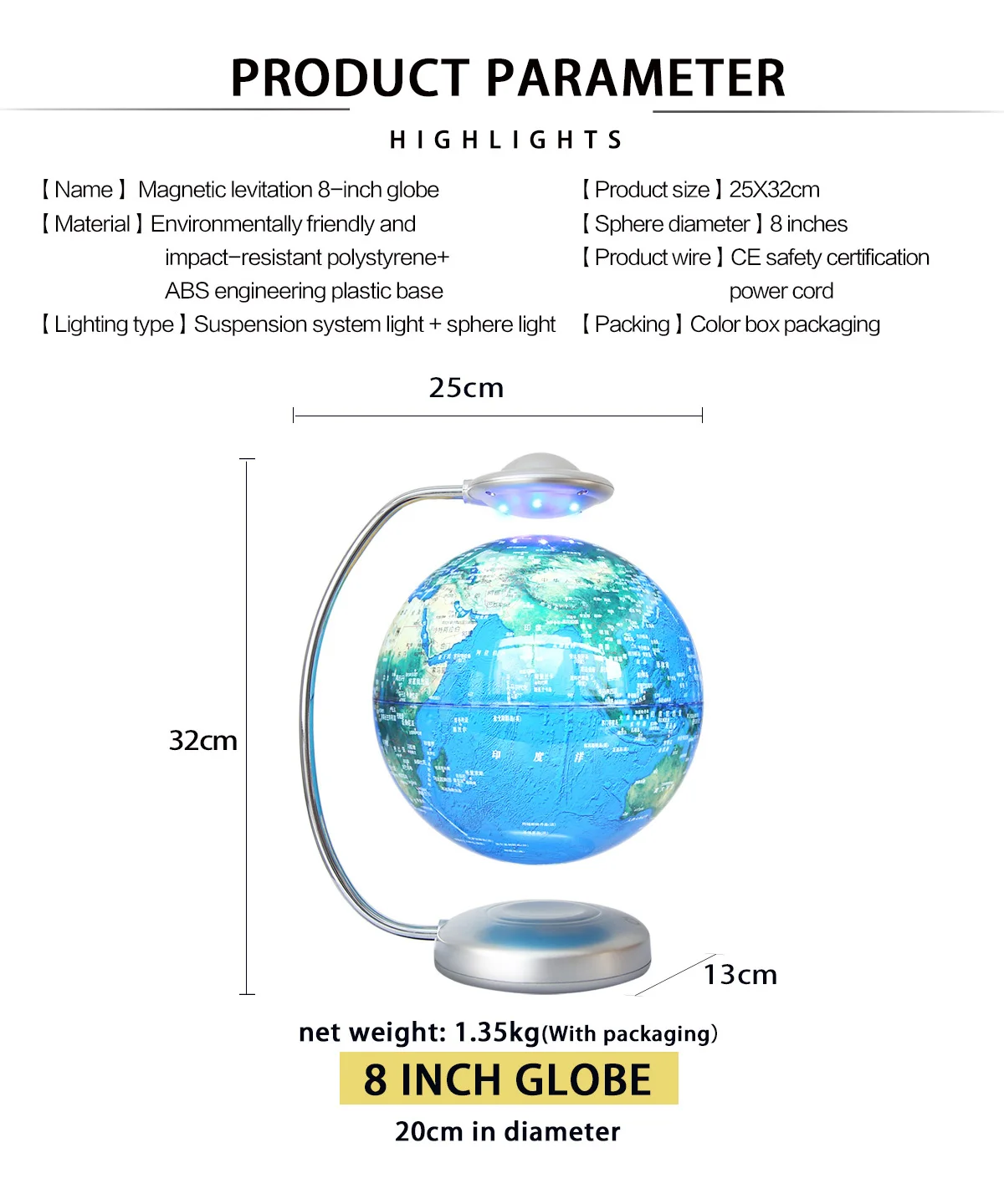 Magnetic Levitation 8 "globe Luminous Constellation Ball Small Night ...