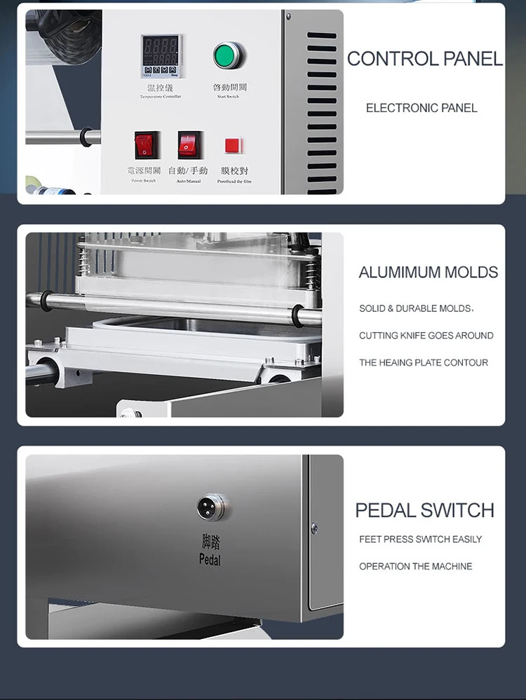 Semi Automatic Table Top Tray Sealer Packaging Machine Food Sealing ...