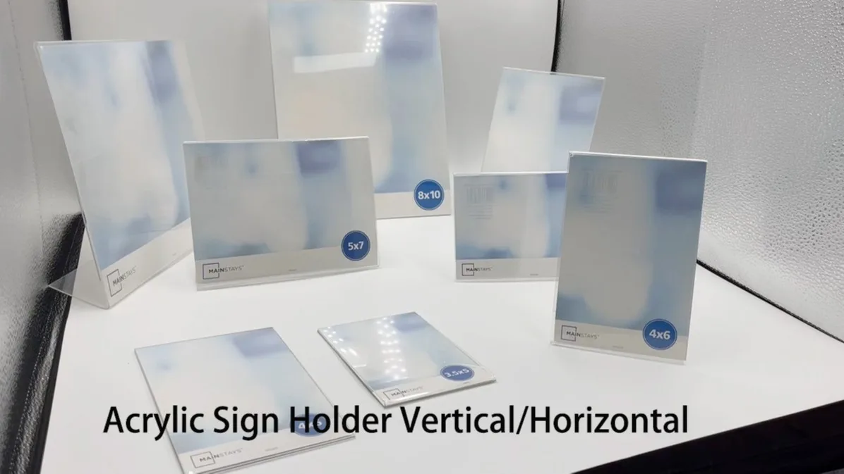 T Shape A6 Table Advertising Display Stand Transparent Vertical Acrylic ...