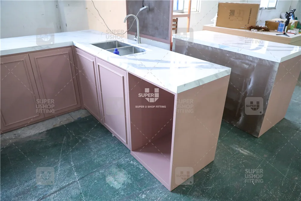 Custom Sweets Cafe Shop Decoration Wooden Milk Tea Shop Display Rack ...