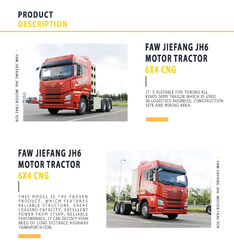 Support Multiple Payment Methods Faw Cng Tractor Head Truck 6x4 Tractor Truck Jh6 Lng 10 Wheel ...