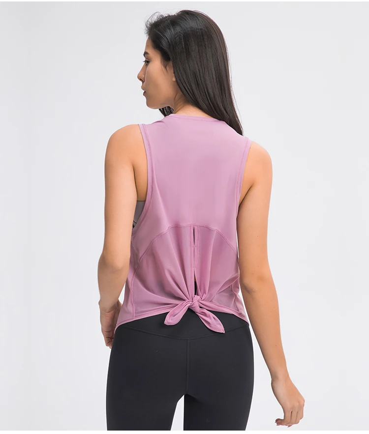Sexy Back Open Tie Workout Gym Tank Top Fitness Gym Wear Women