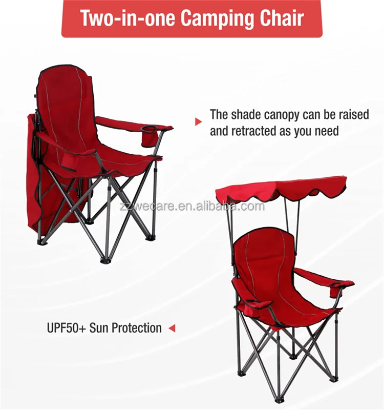 Retractable UPF 50+ Shade Canopy Portable Camping Lounge Chair Lawn ...