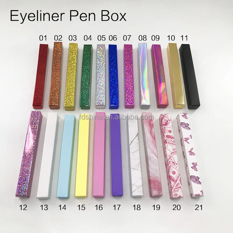 Eyeliner Package Box Empty Black Holographic Eyeliner Paper Box For ...