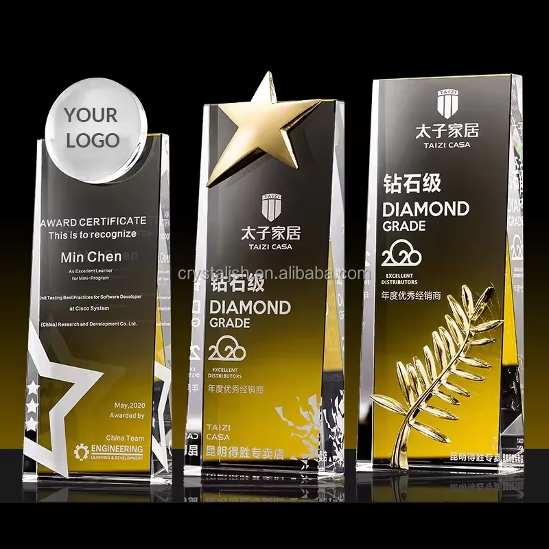 Custom Inclined K9 Crystal Trophy Awards Engraving Glass Award Trophy ...