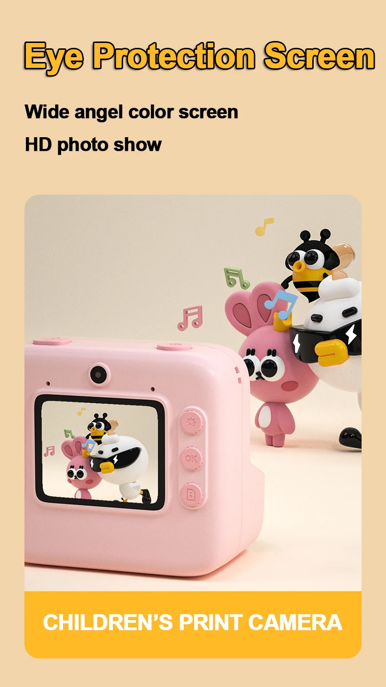 Instant Zero Ink Camera - Fun 1080P Video Recorder for Kids