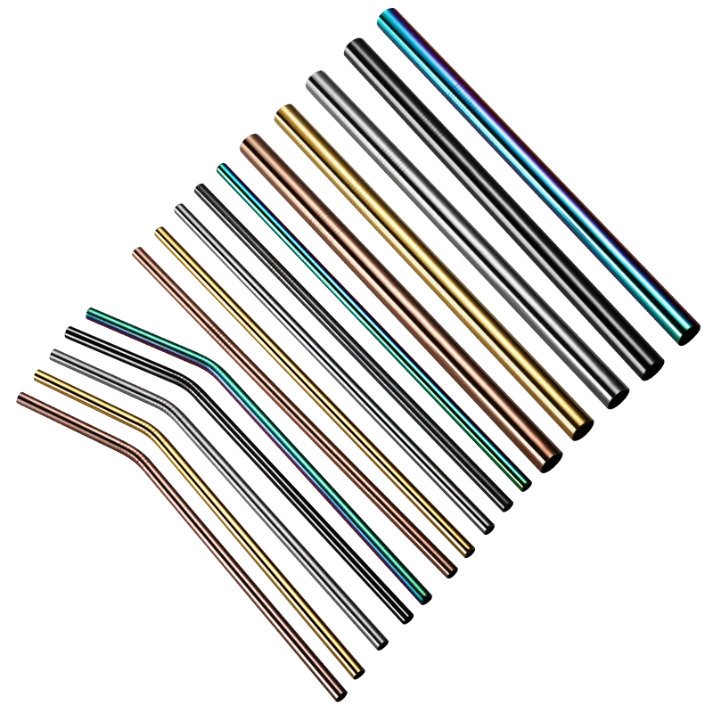 Custom Logo Straight Bent Long Reusable 304 Stainless Steel Drinking ...
